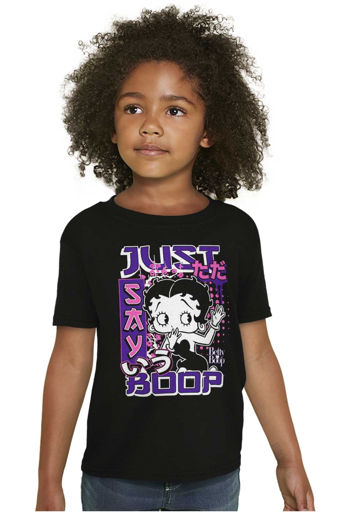 Kanji Style Cartoon Just Say Boop Girls Kids T Shirt Tees Teen Brisco ...