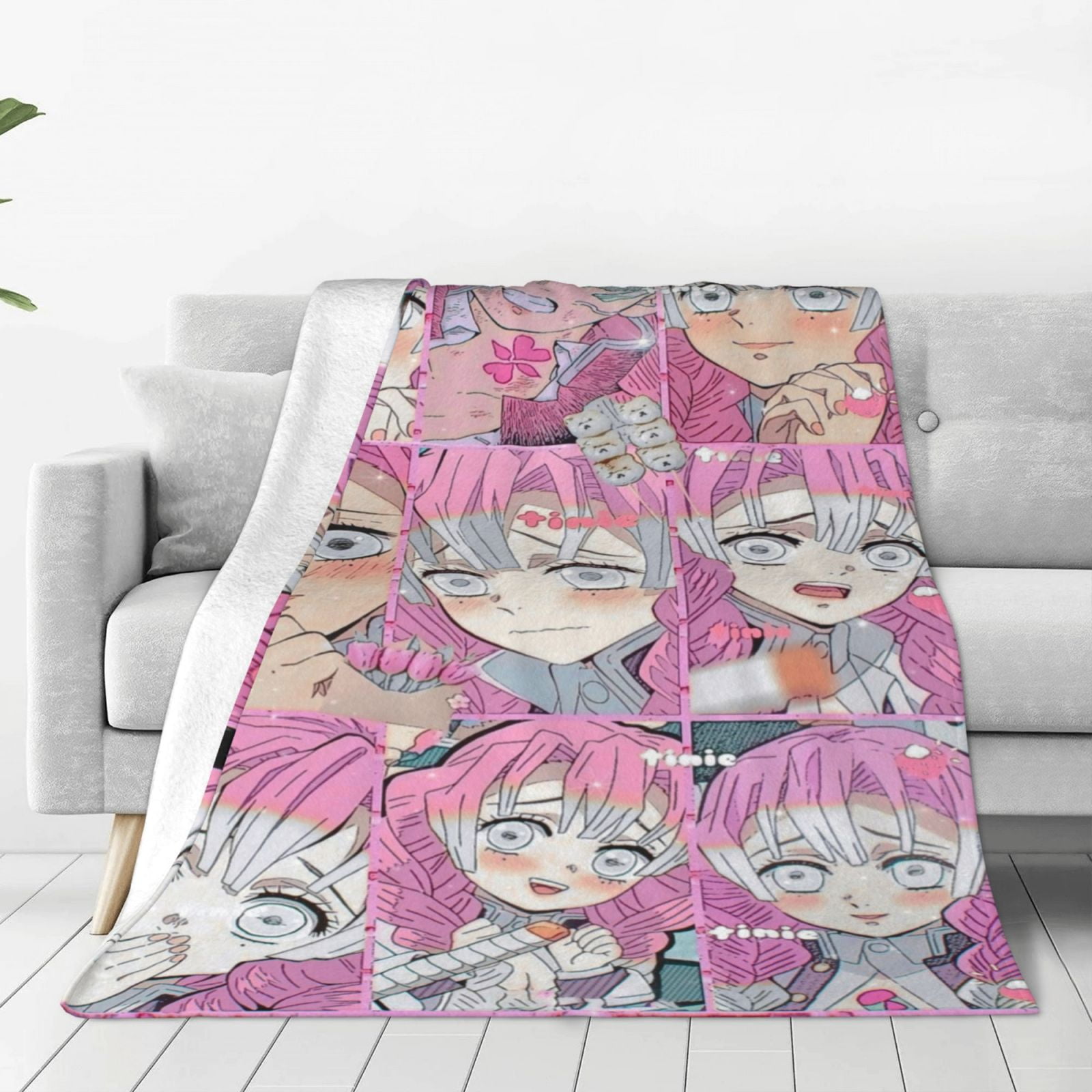 Kanroji Mitsuri Blanket Cute Character All Season Warm Fuzzy Plush ...