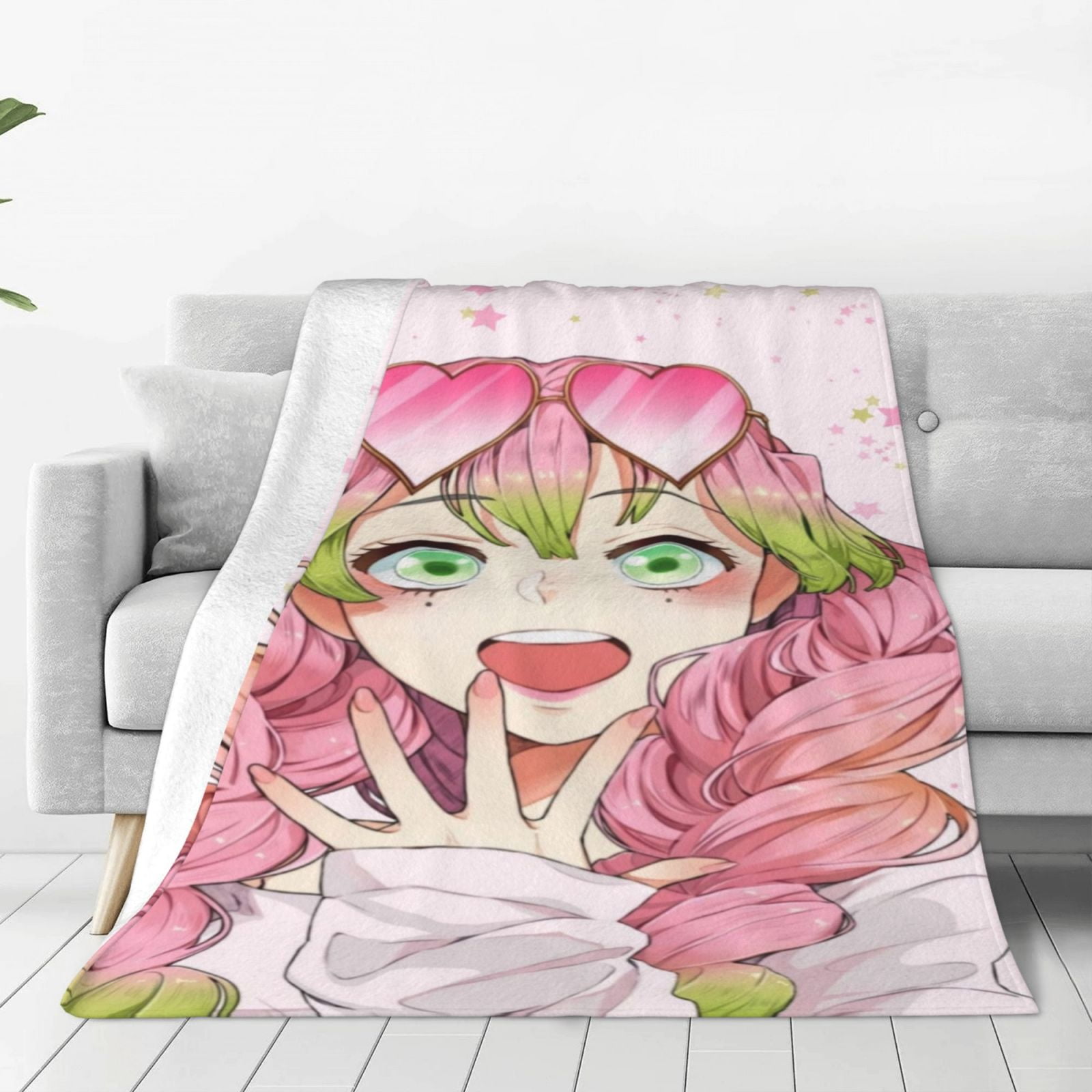 Kanroji Mitsuri Blanket Cute Character All Season Warm Fuzzy Plush ...