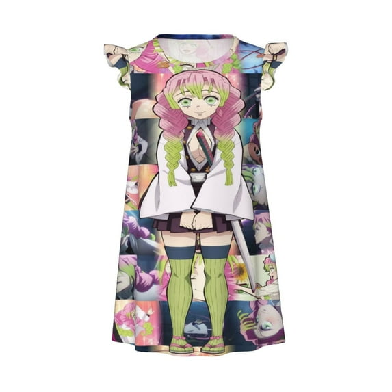 Kanroji Mitsuri Little Girls Nightgown Cartoon Flutter Sleeves Night ...