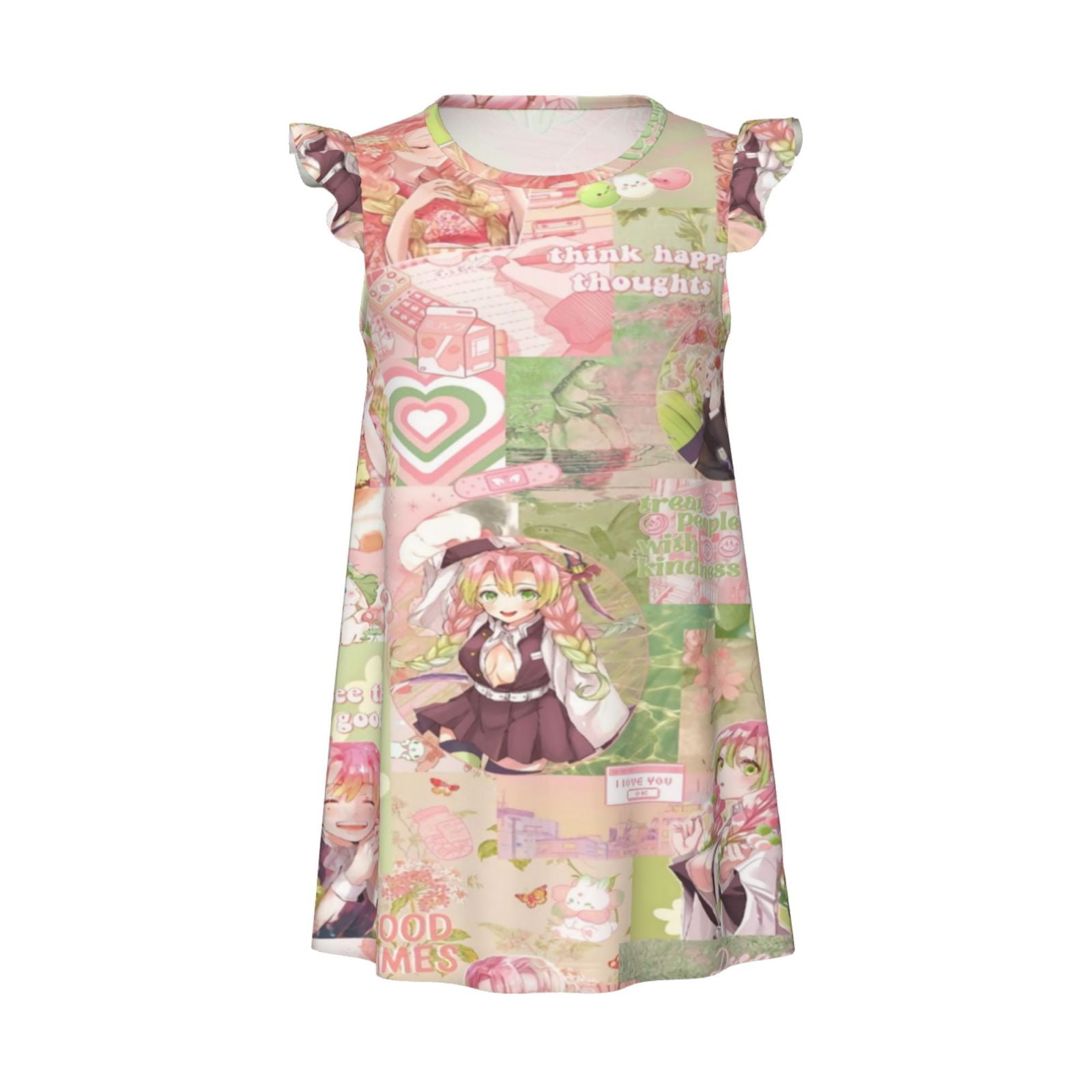 Kanroji Mitsuri Little Girls Nightgown Cartoon Flutter Sleeves Night ...
