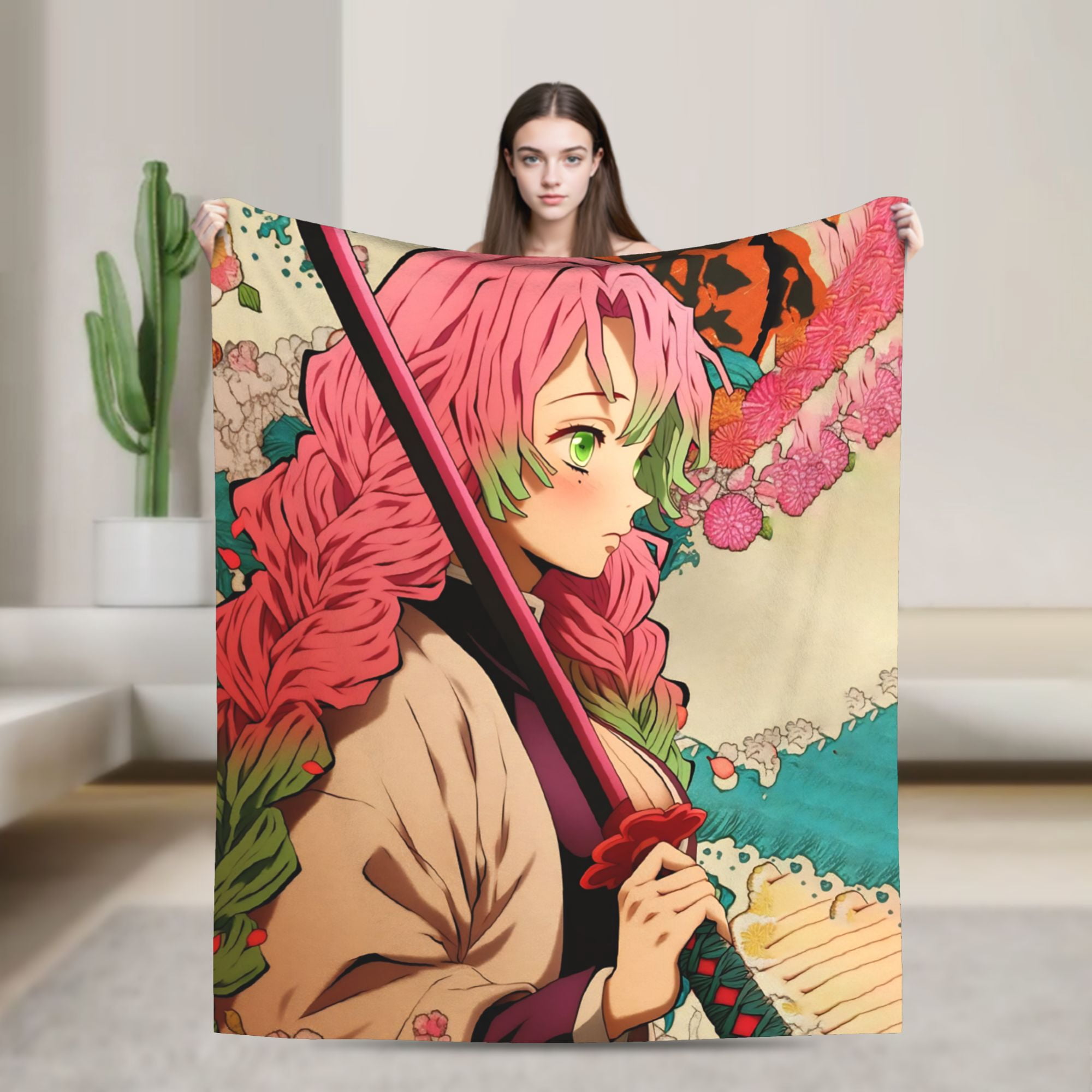 Kanroji Mitsuri Soft Flannel Fleece Anime Bed Blanket Sofa Office ...