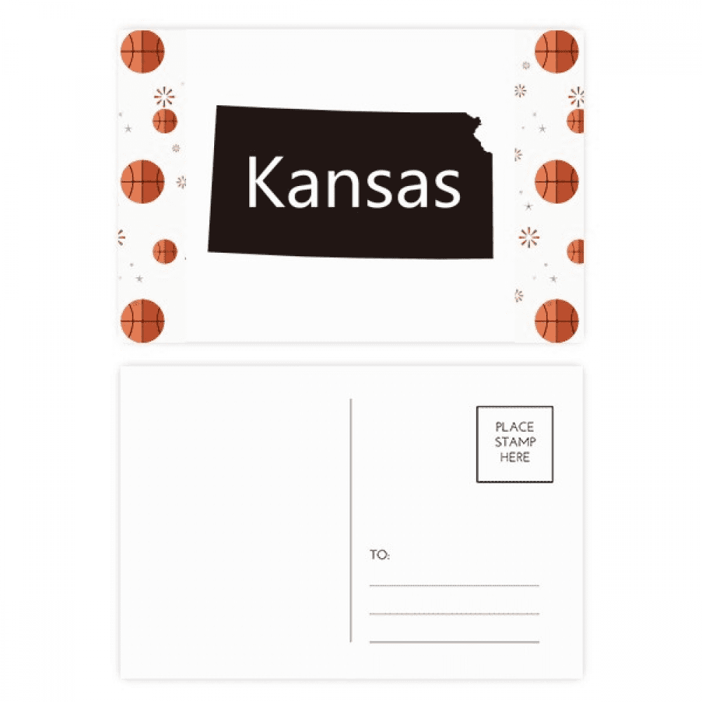 Kansas America USA Map Outline Basketball Postcard Set Thanks Card ...