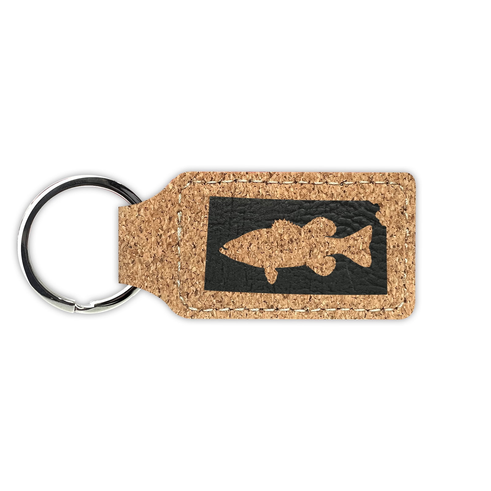 Kansas Bass Keychain Leatherette Rectangle - Laser Engraved - Many ...