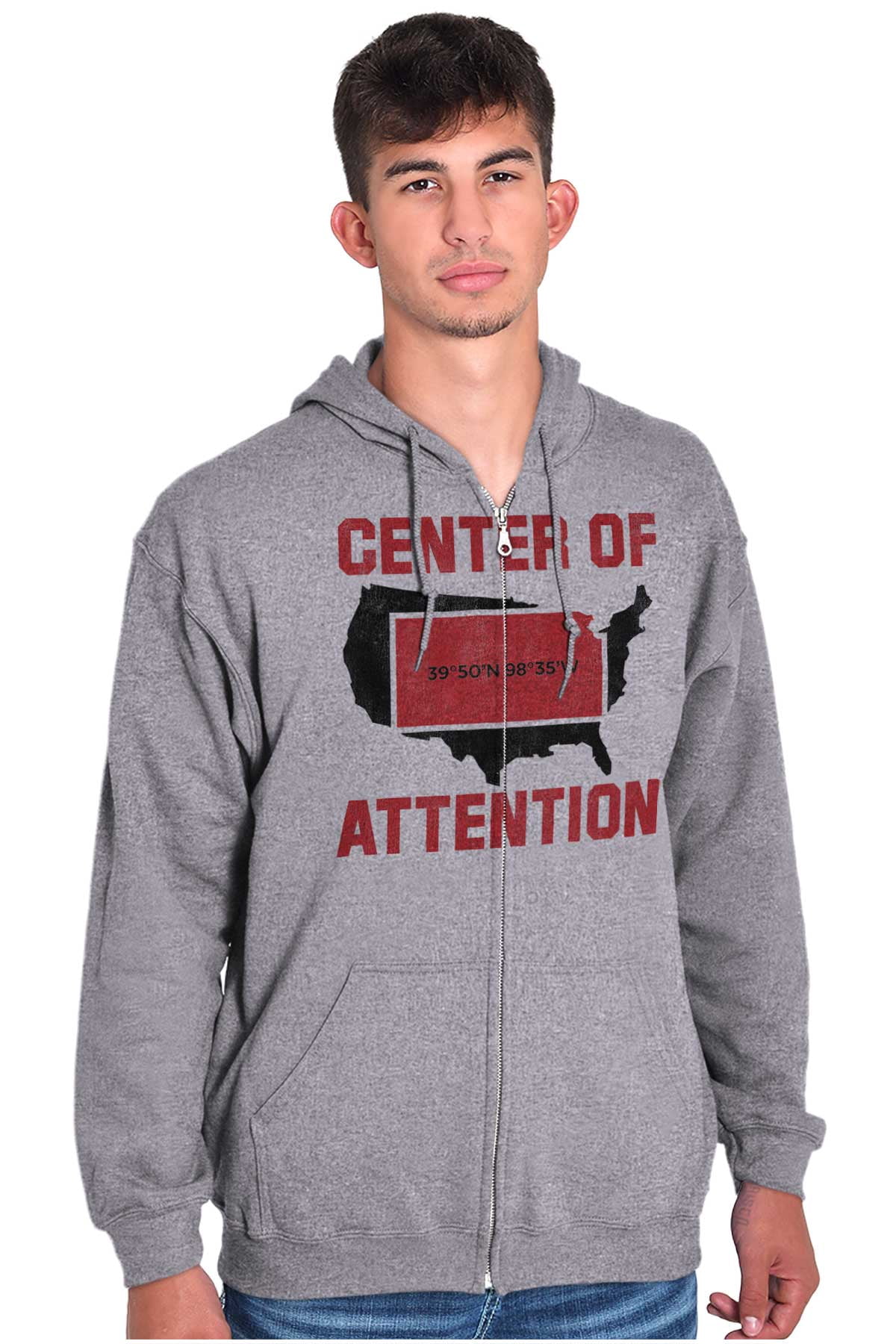 Kansas Center of Attention Heartland Zip Up Hoodie Men's Women's Brisco ...