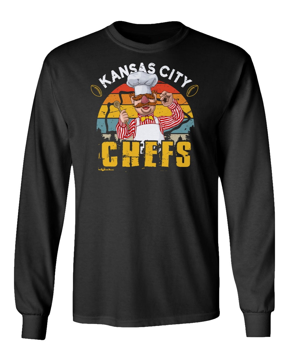 Kansas Chefs Funny Cooking Meme Football Fans Retro Long Sleeve T-Shirt ...