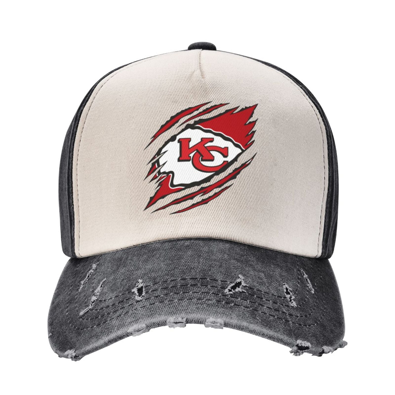 Kansas City Ch_Iefs Baseball Caps Nfl Washed Baseball Cap Fan Hat Cowboy Color-Blocking Wash Hat ...