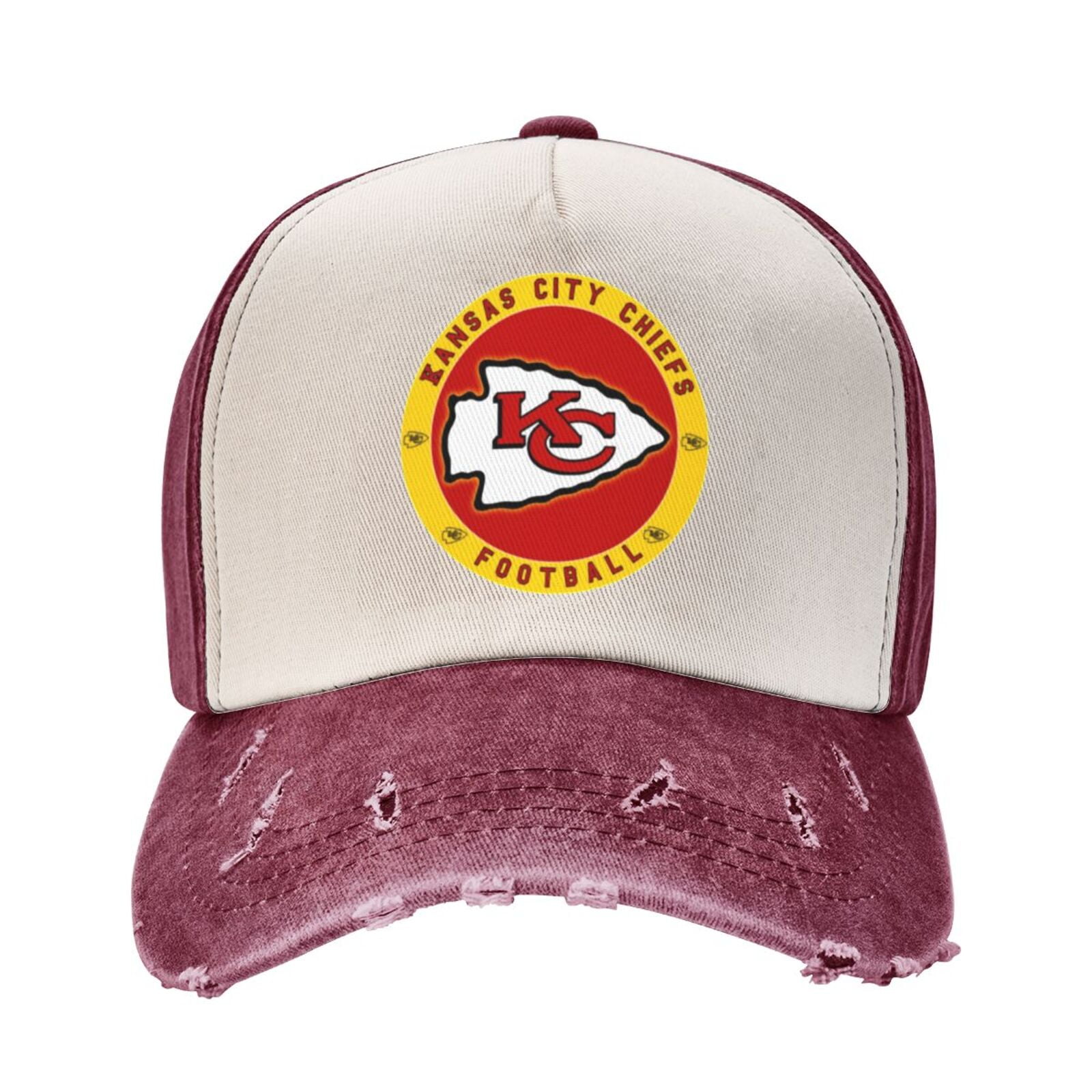 Kansas City Ch_Iefs Baseball Caps Nfl Washed Baseball Cap Fan Hat Cowboy Color-Blocking Wash Hat ...