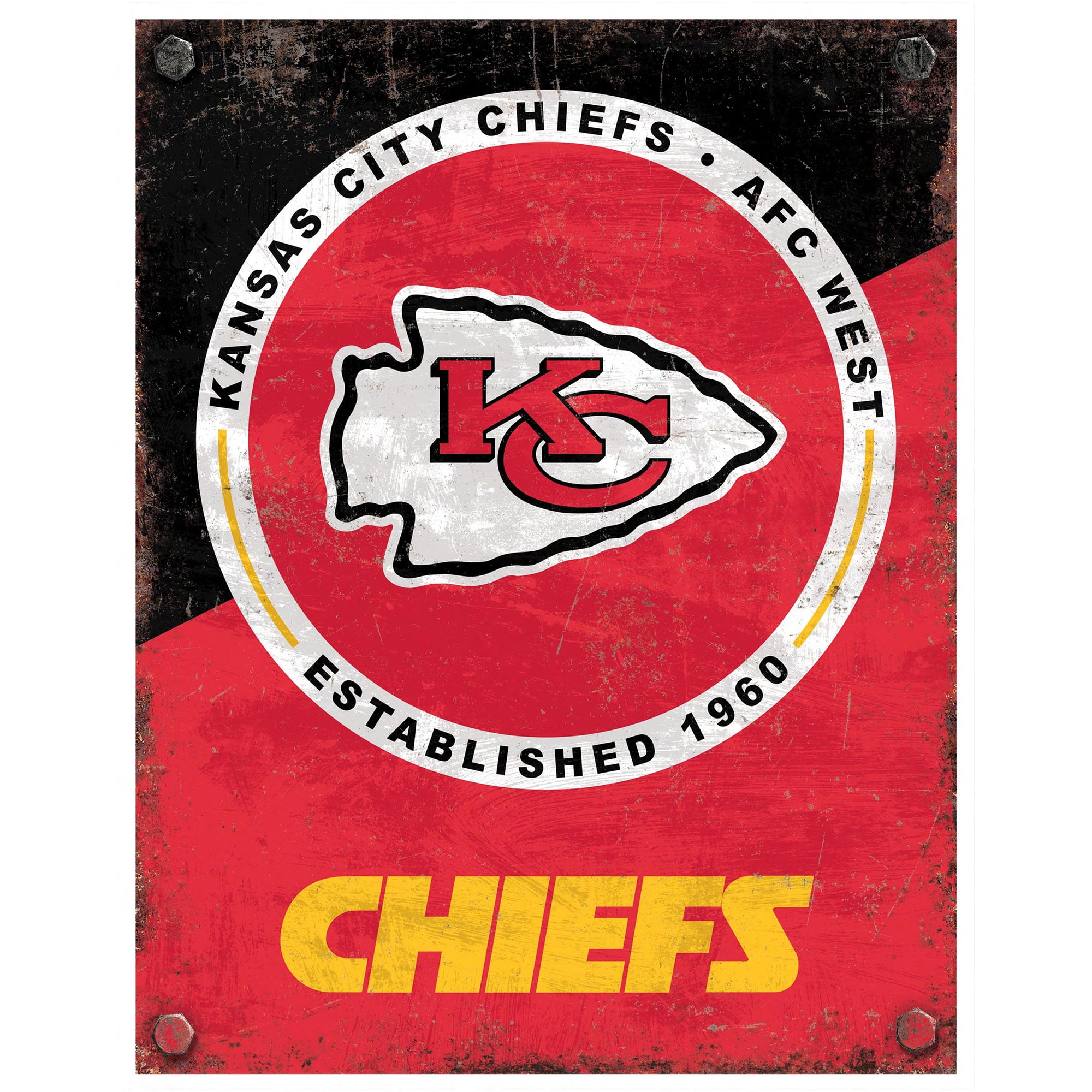 Kansas City Chiefs 13" x 20" Two-Tone Established Date Metal Sign ...