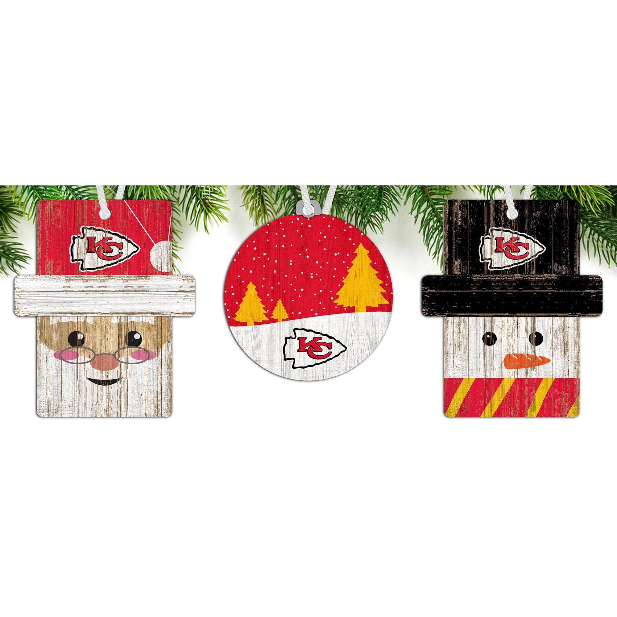 Christmas KC Decorations: Kansas City Chiefs 3-Pack Ornament Set For ...