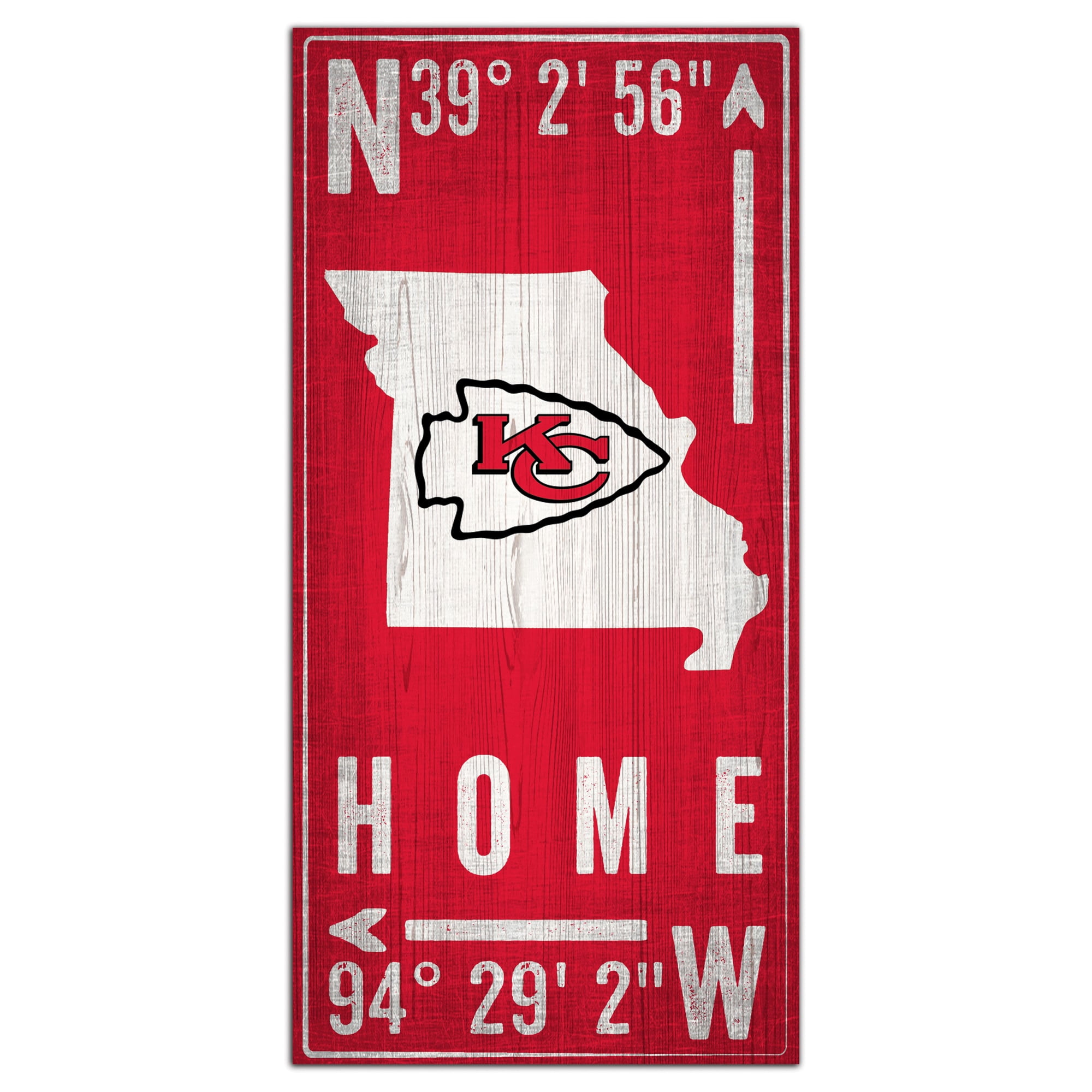 Kansas City Chiefs 6'' x 12'' Team Coordinate Sign - Walmart.com