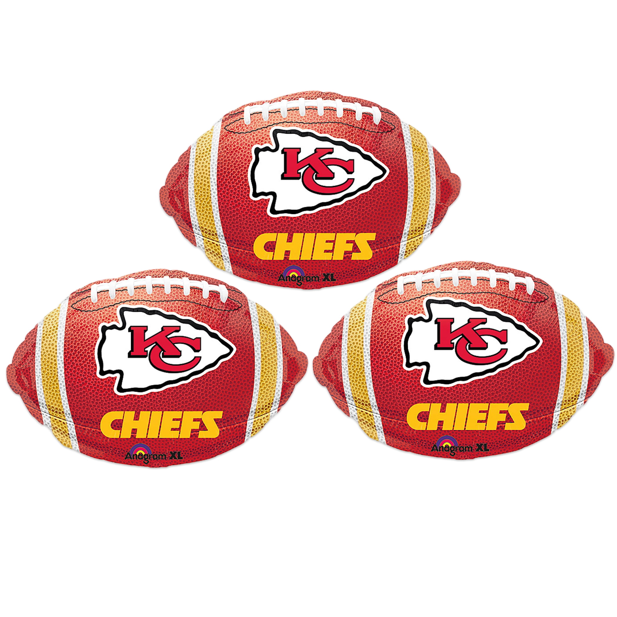 3 Pack Kansas City Chiefs Jr Shape Mylar 21" Football Football Foil ...