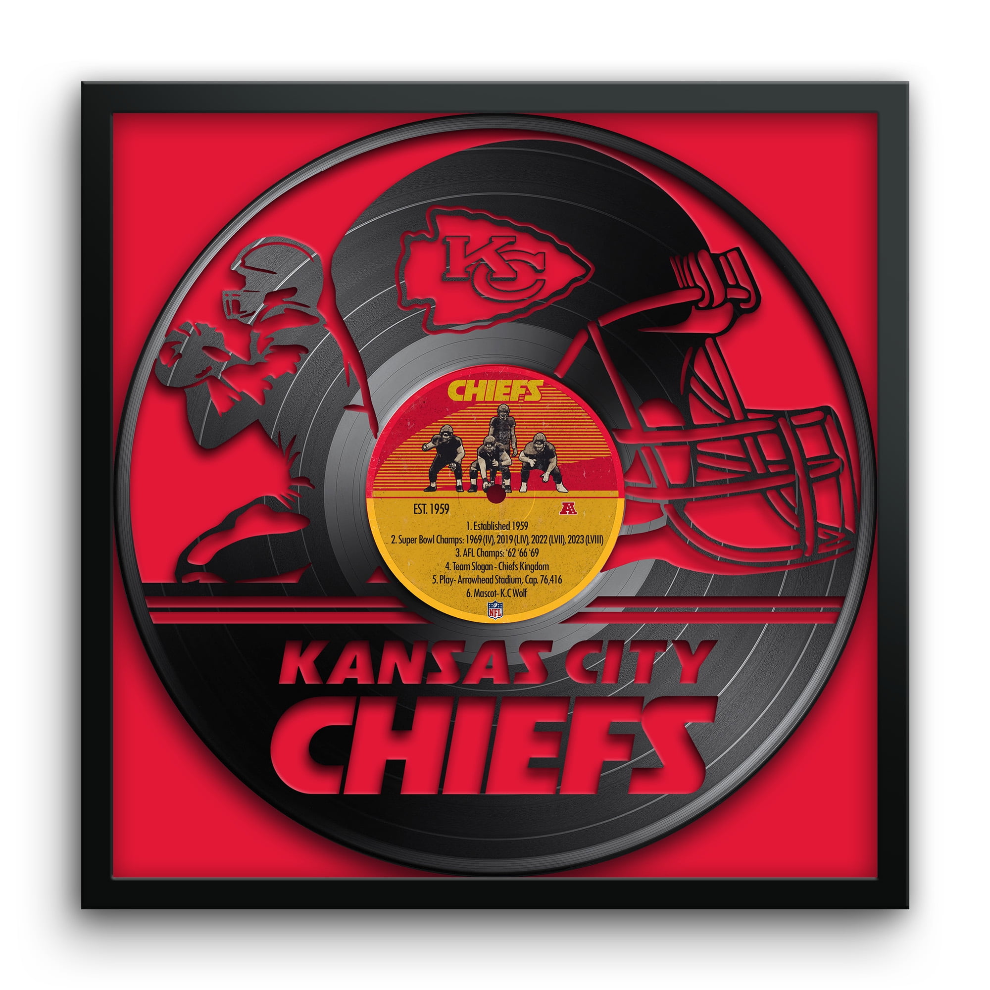 Kansas City Chiefs Framed 13" x 13" Vinyl Record Art Print - Walmart.com
