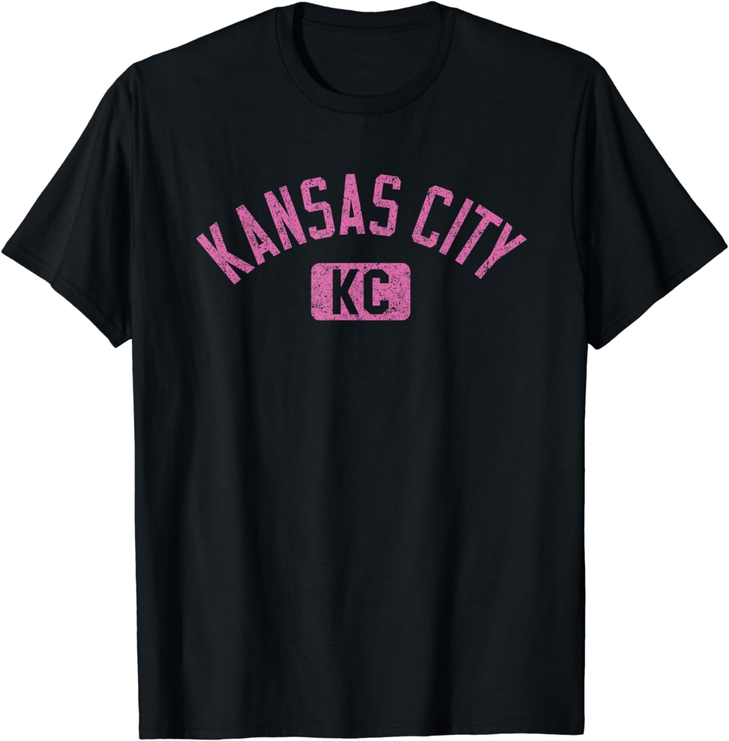 Kansas City KC Arched Text Distressed Pink Print T-Shirt - Walmart.com