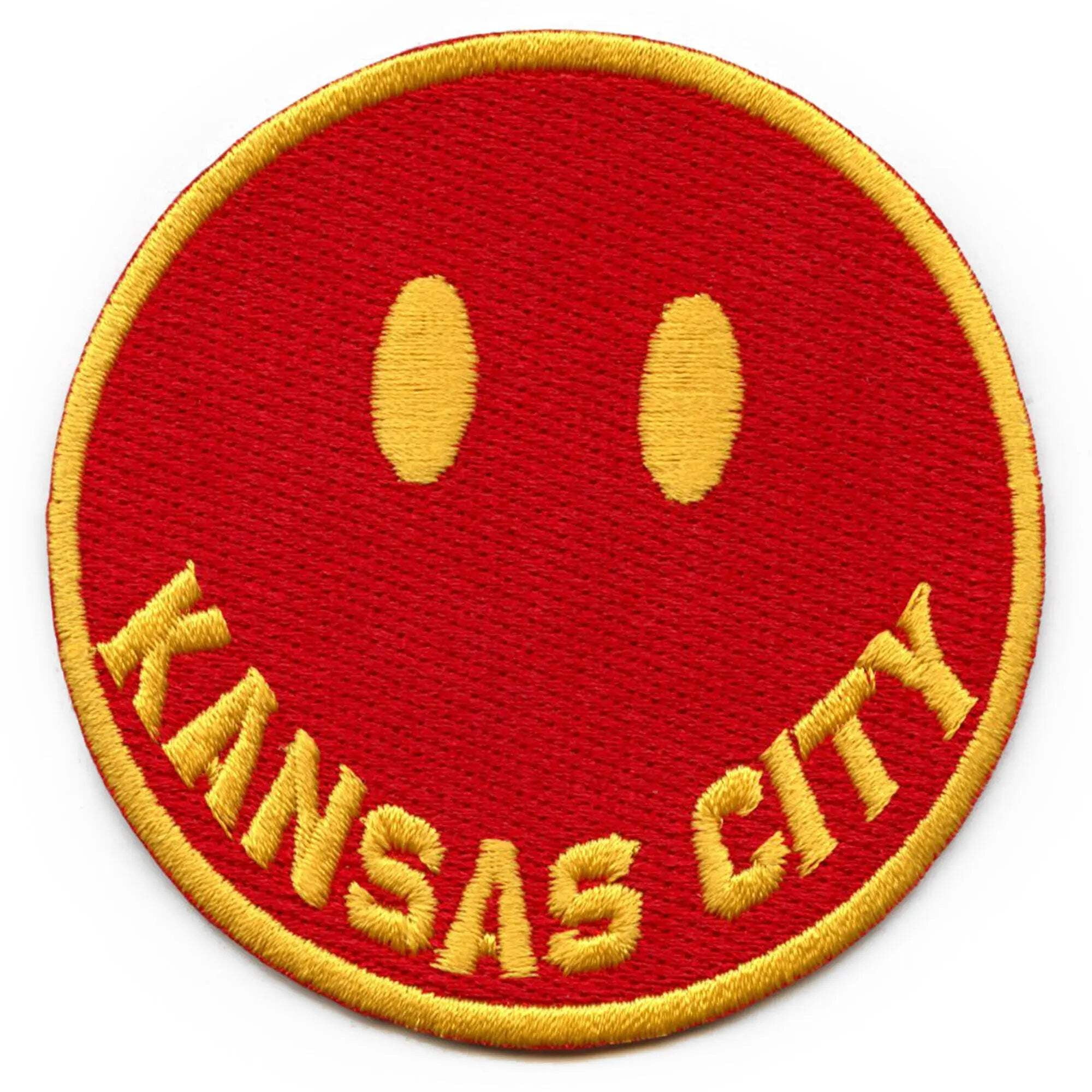 Kansas City Smiley Face Patch Red/Yellow ALT Emoji Embroidered Iron on ...