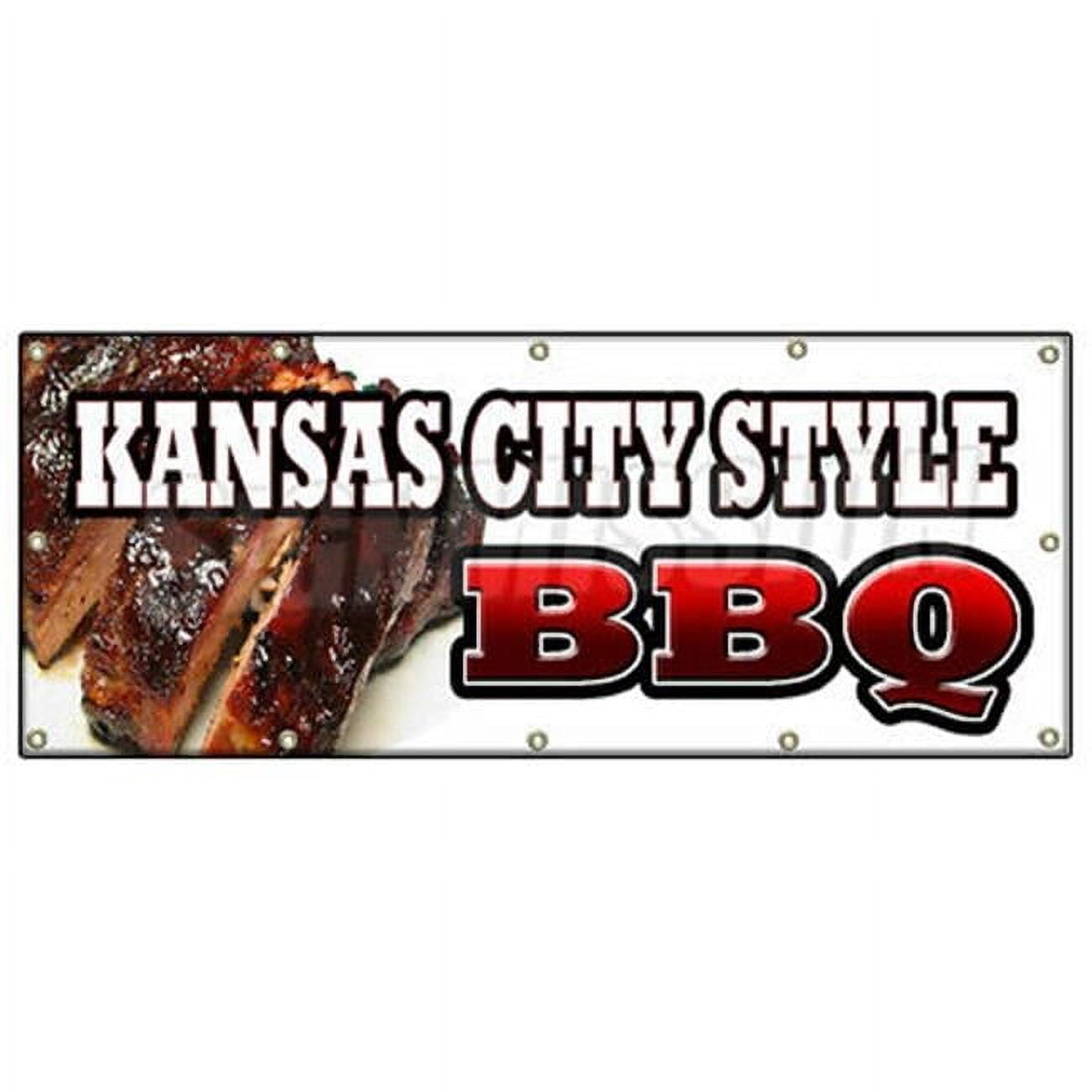 Kansas City Style BBQ Banner Sign - Beef Brisket Ribs Pork Barbque Open ...