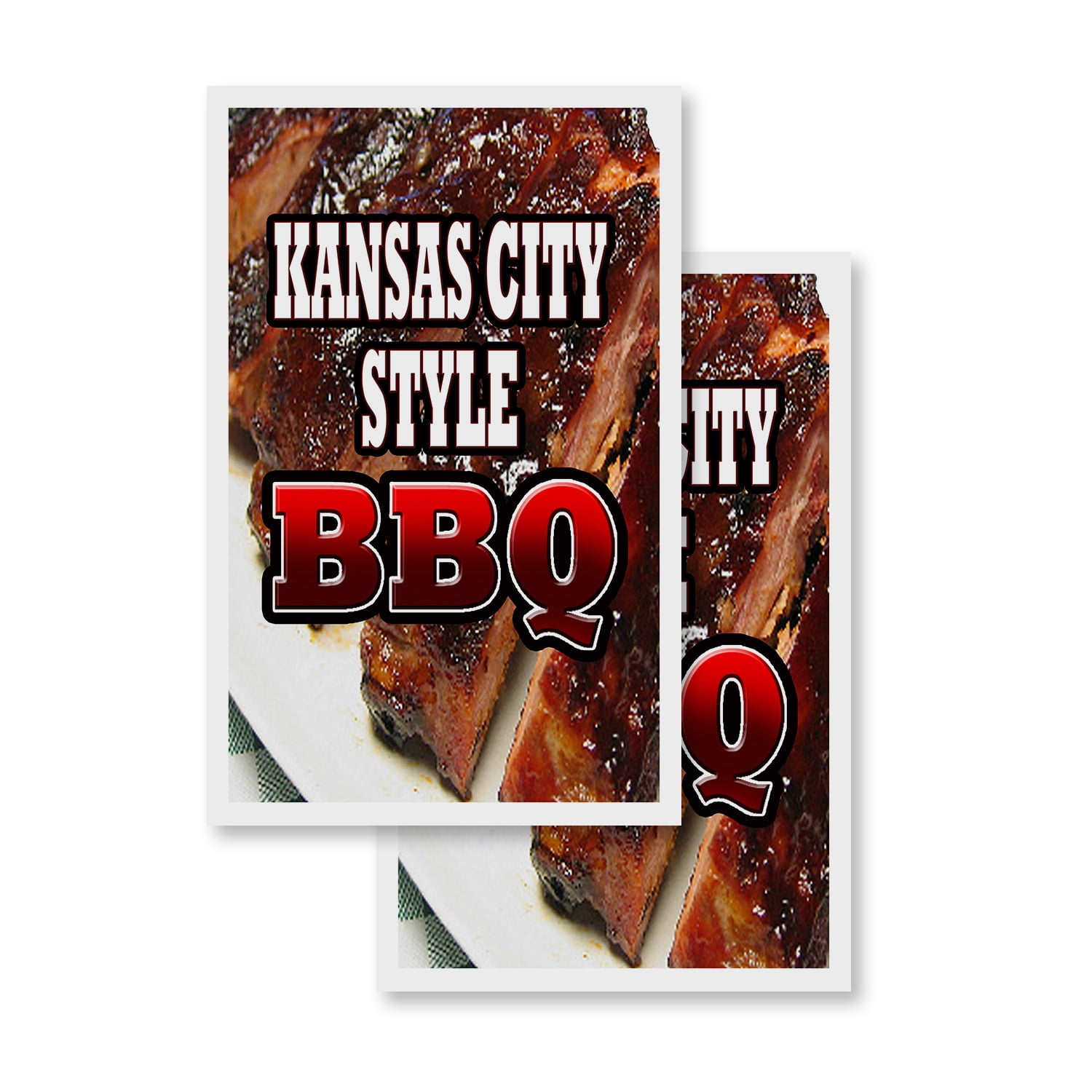Kansas City Style Bbq (2-PACK) 24" x 36" Vinyl Decals | Sign Insert ...