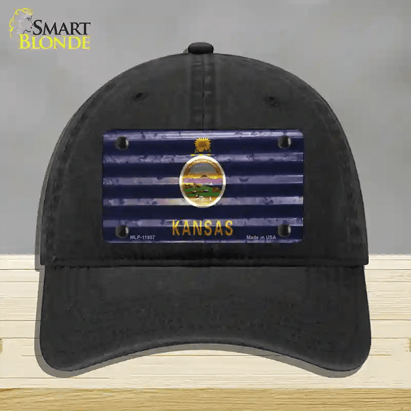 Kansas Corrugated Flag Novelty License Plate Hat Unconstructed Cotton ...
