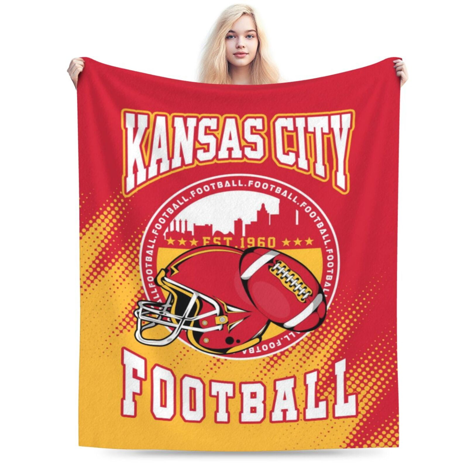 Kansas Football Throw Blanket, Soft Lightweight Plush Warm Blankets For ...