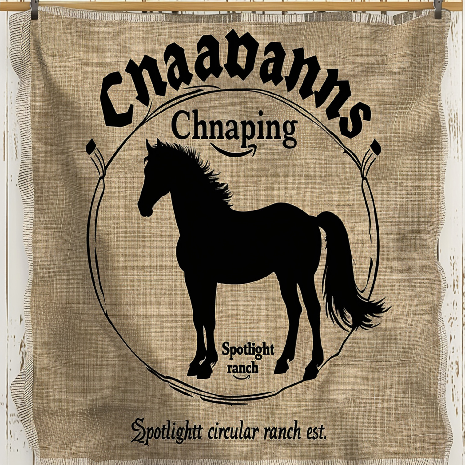 Kansas Horse Silhouette Burlap Art Chmaapping Spotlight Circular Ranch ...