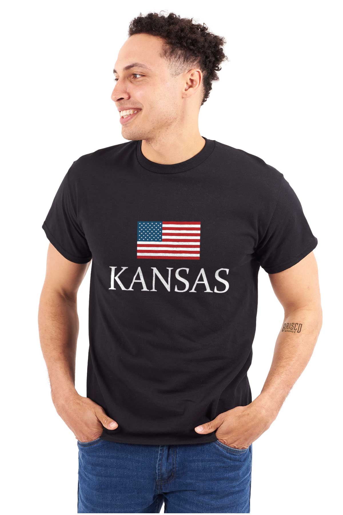 Kansas Pride American Flag KS USA Plus Size Crewneck Graphic Tee Shirt ...
