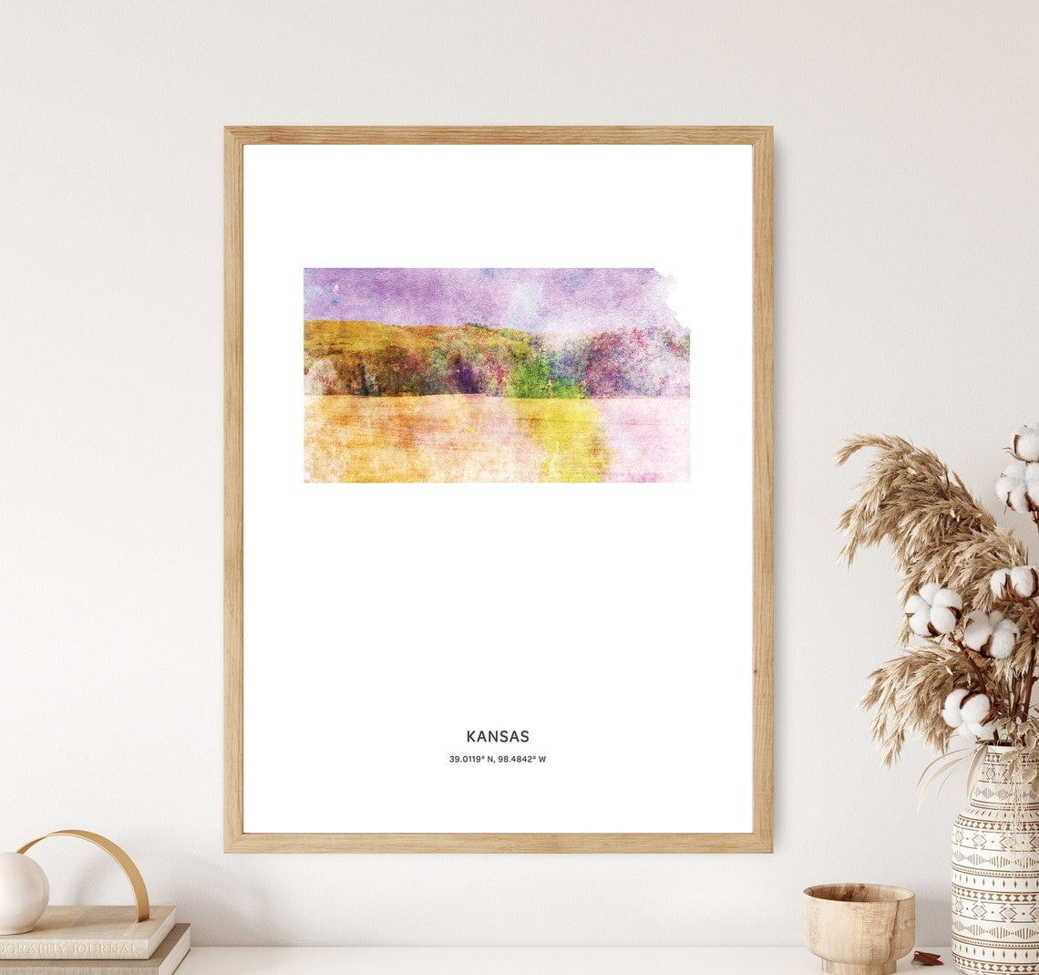 Kansas Print, Kansas Poster, Kansas Map Art, Map Of Kansas UNFRAMED ...