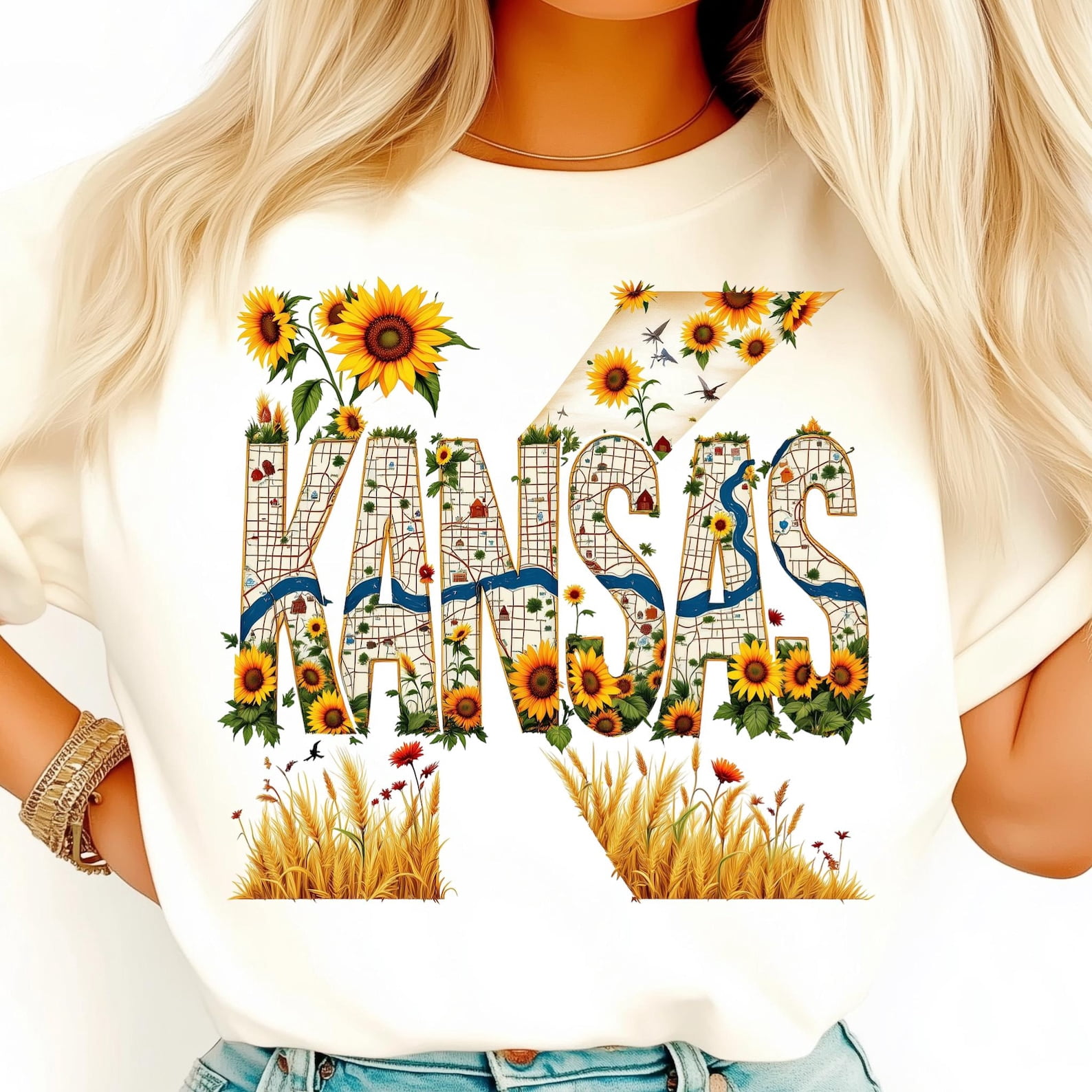 Kansas Shirt, Sunflower Gift Shirt, Wheat Field Shirt, Travel Art Shirt ...