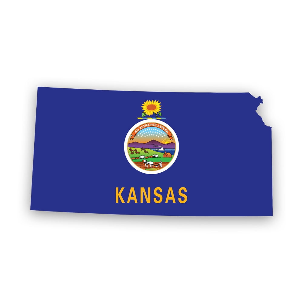 Kansas State Shaped Flag Sticker Decal - Self Adhesive Vinyl ...