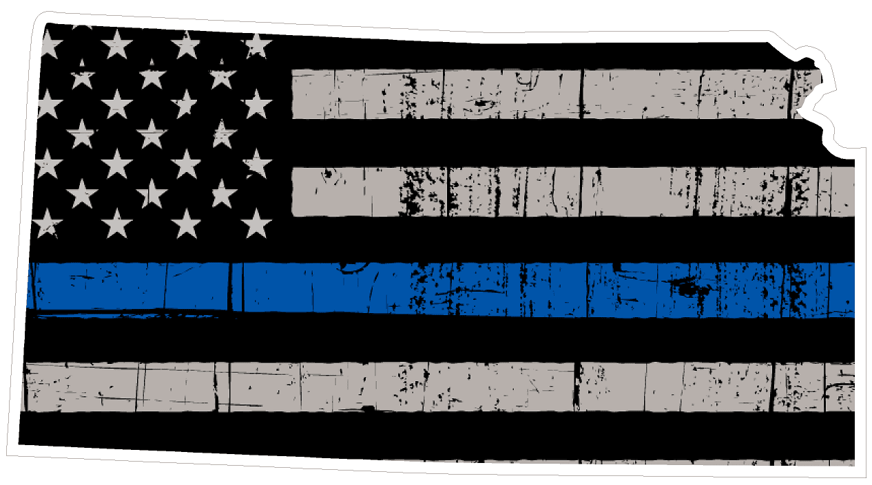 Kansas State (U17) Thin Blue Line Vinyl Yeti Tumbler Decal Sticker ...