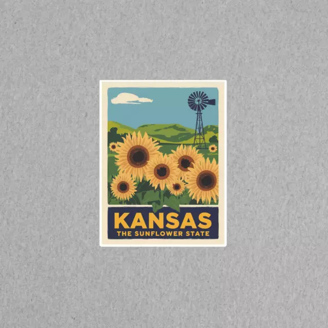 Kansas The Sufootballower State Vintage Travel Sticker Decal Art ...