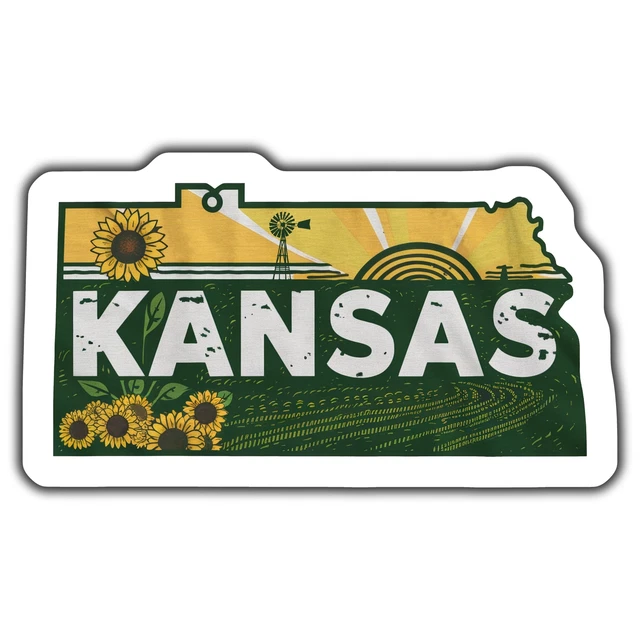 Kansas Sunflower State Sticker, Kansas Travel Decal, Sunflower State ...