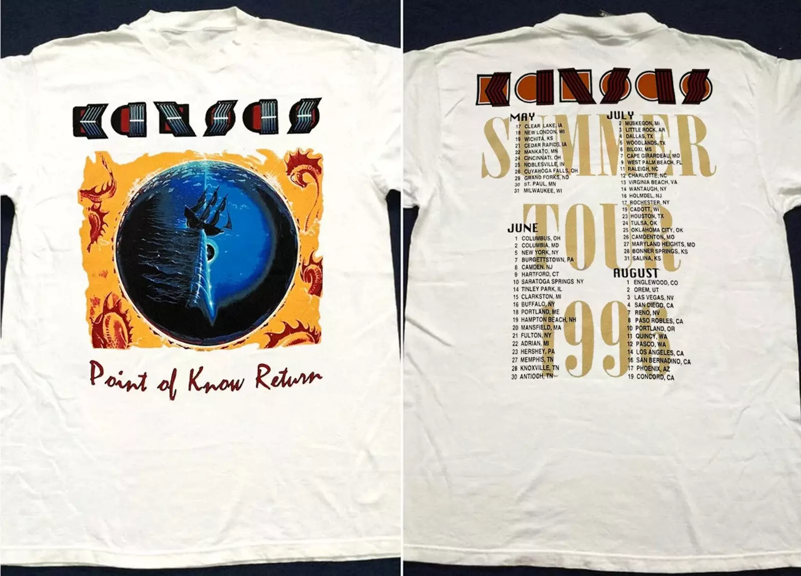 Kansas rock band 1996 Summer Tour T-shirt Kansas Point of Know Return ...