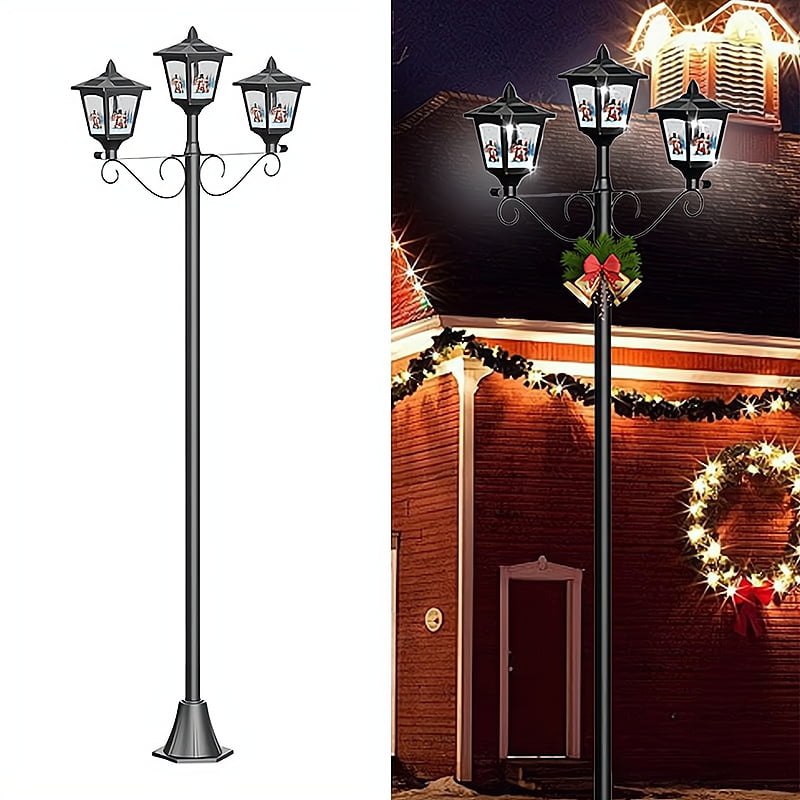 Kanstar 72-Inch Triple-Head Vintage Outdoor Solar Lamp Post Light for ...
