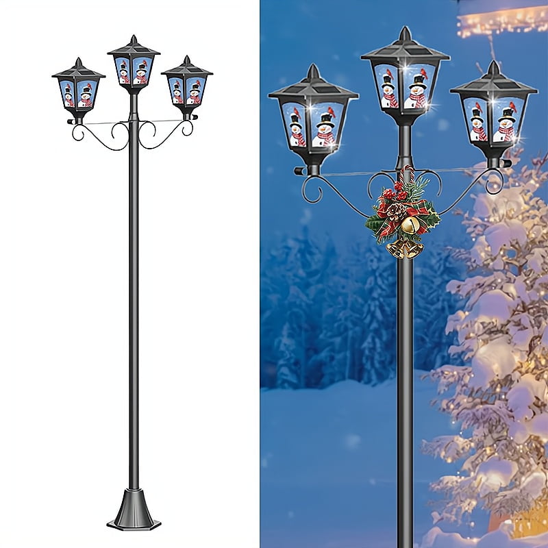 Kanstar 72-Inch Triple-Head Vintage Outdoor Solar Lamp Post Light for ...