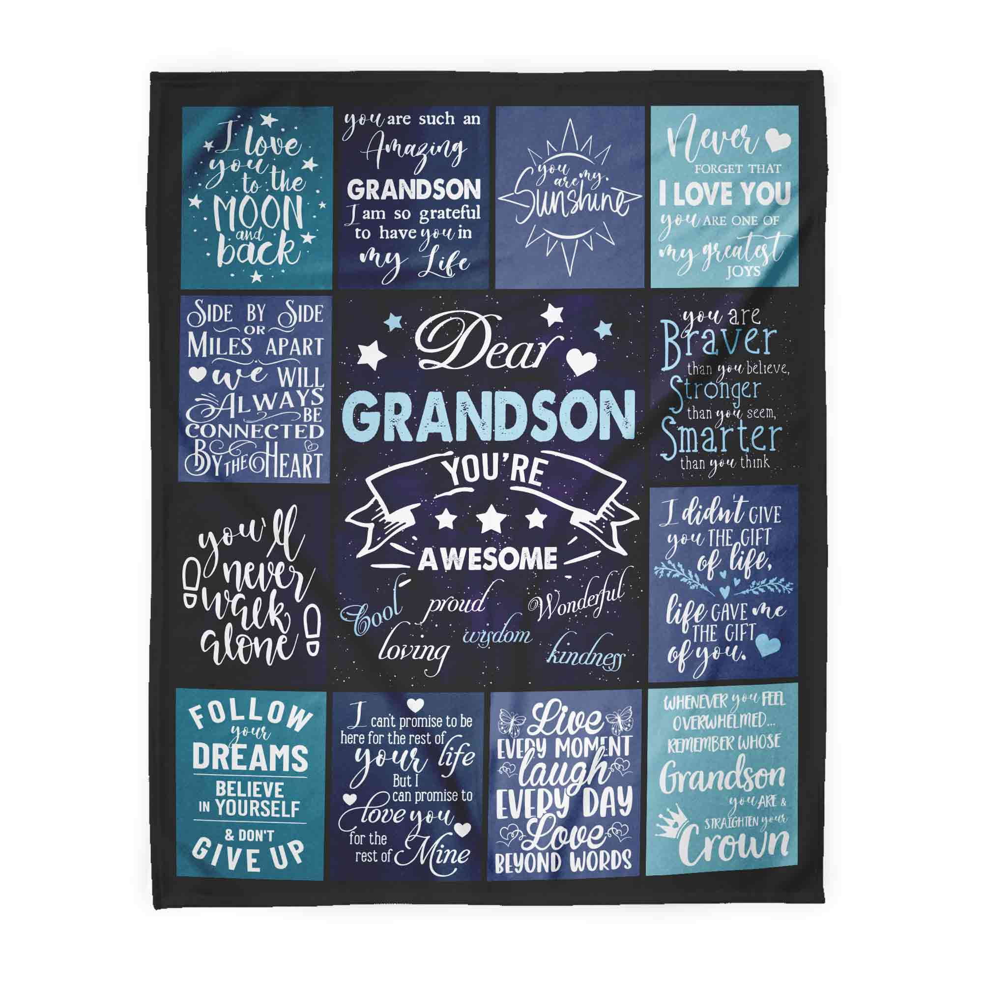 Kantaco Custom Name Blanket, Dear Grandson Blanket, Grandson Blanket ...