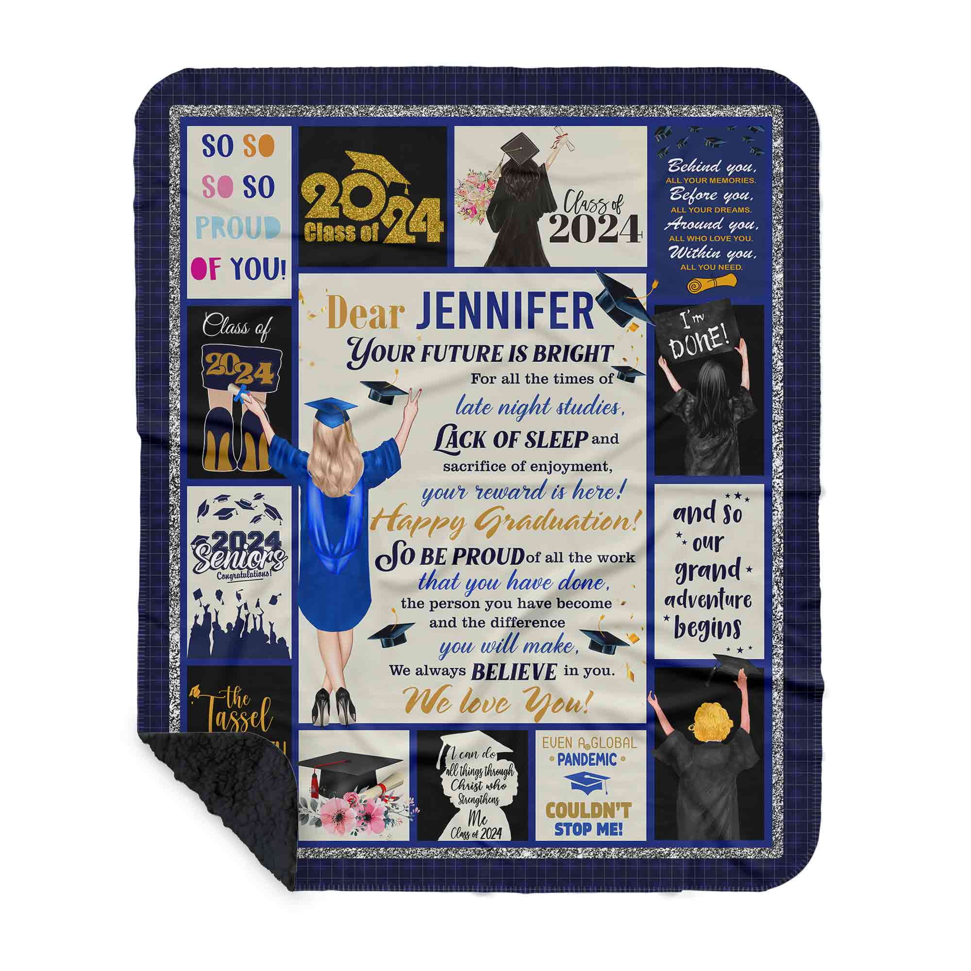 Kantaco Custom Name Blanket, Graduation Blankets, Grad Blanket ...