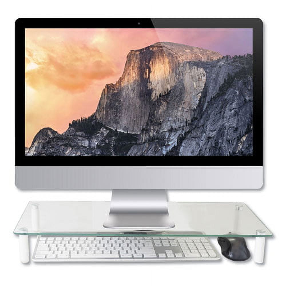 Kantek Glass Monitor Riser, 22" x 8.25" x 3.25", Clear, Supports 40 lbs ...