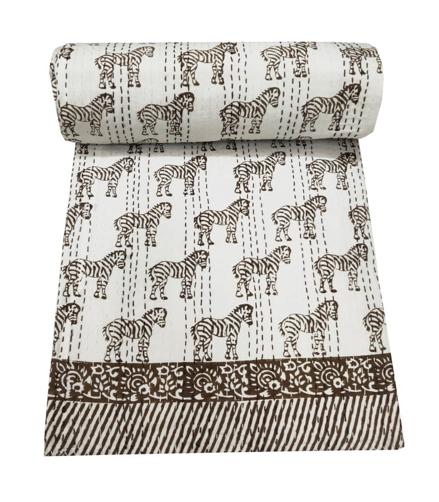 Kantha Quilt Throw Hand Block Print bedspread Indian Décor Vintage ...