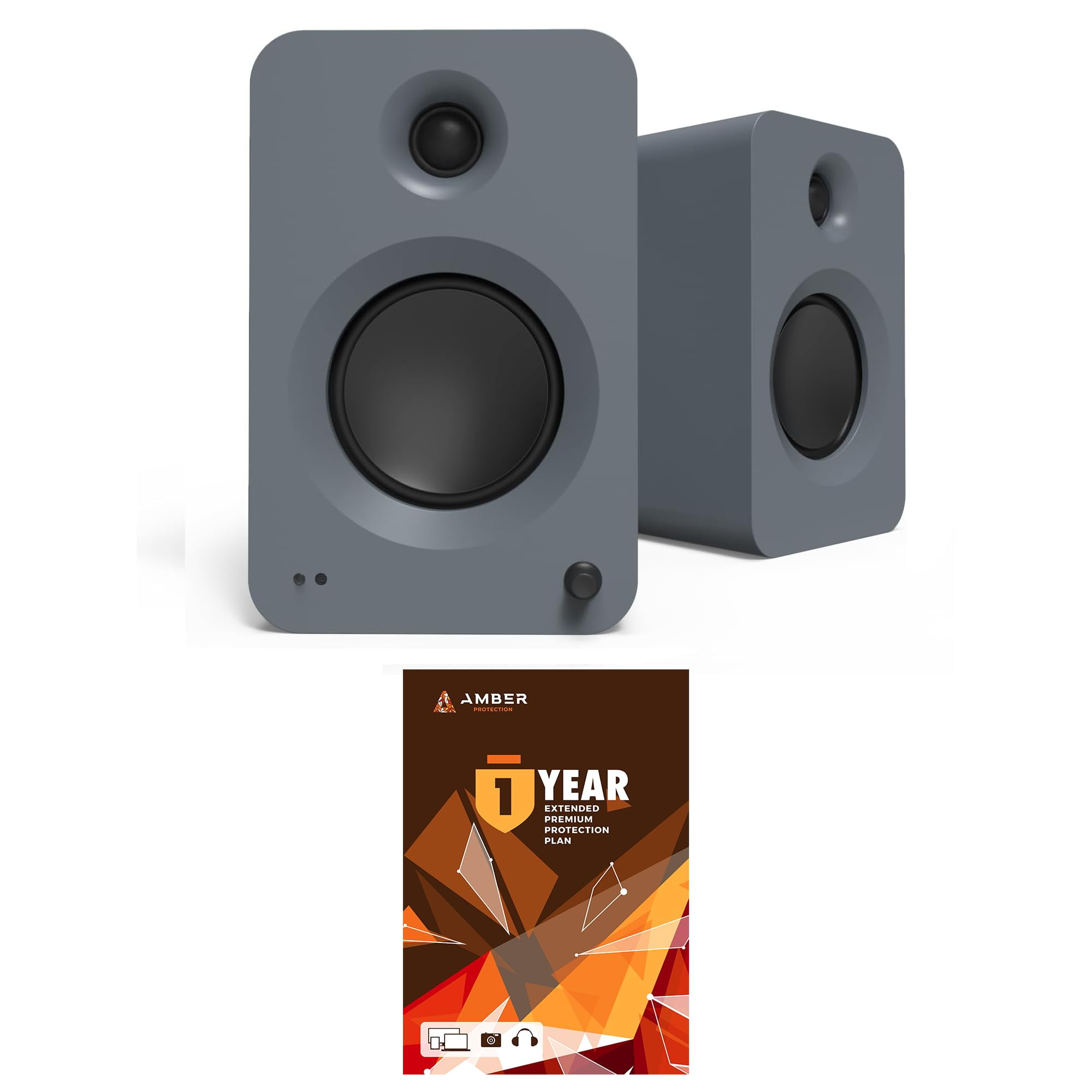 Kanto REN GREY Bluetooth Powered Bookshelf Speakers - Matte Grey Pair ...