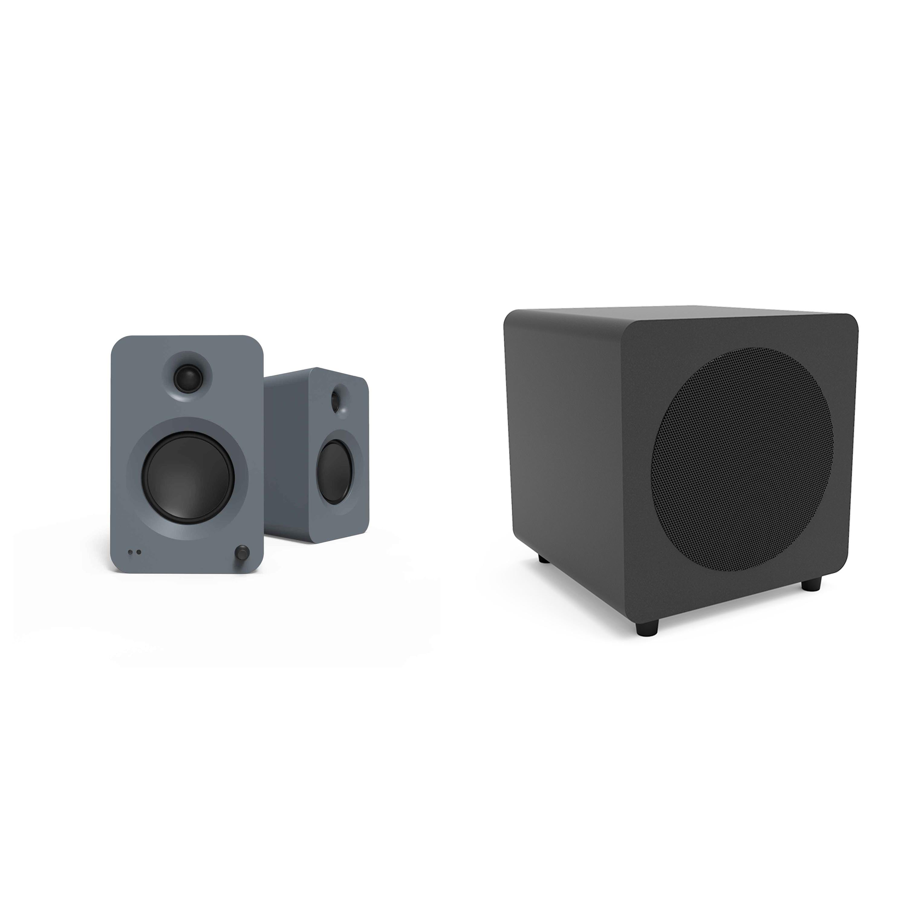 Kanto Ren Powered Speaker System (matte grey) and SUB8 Powered 8in ...
