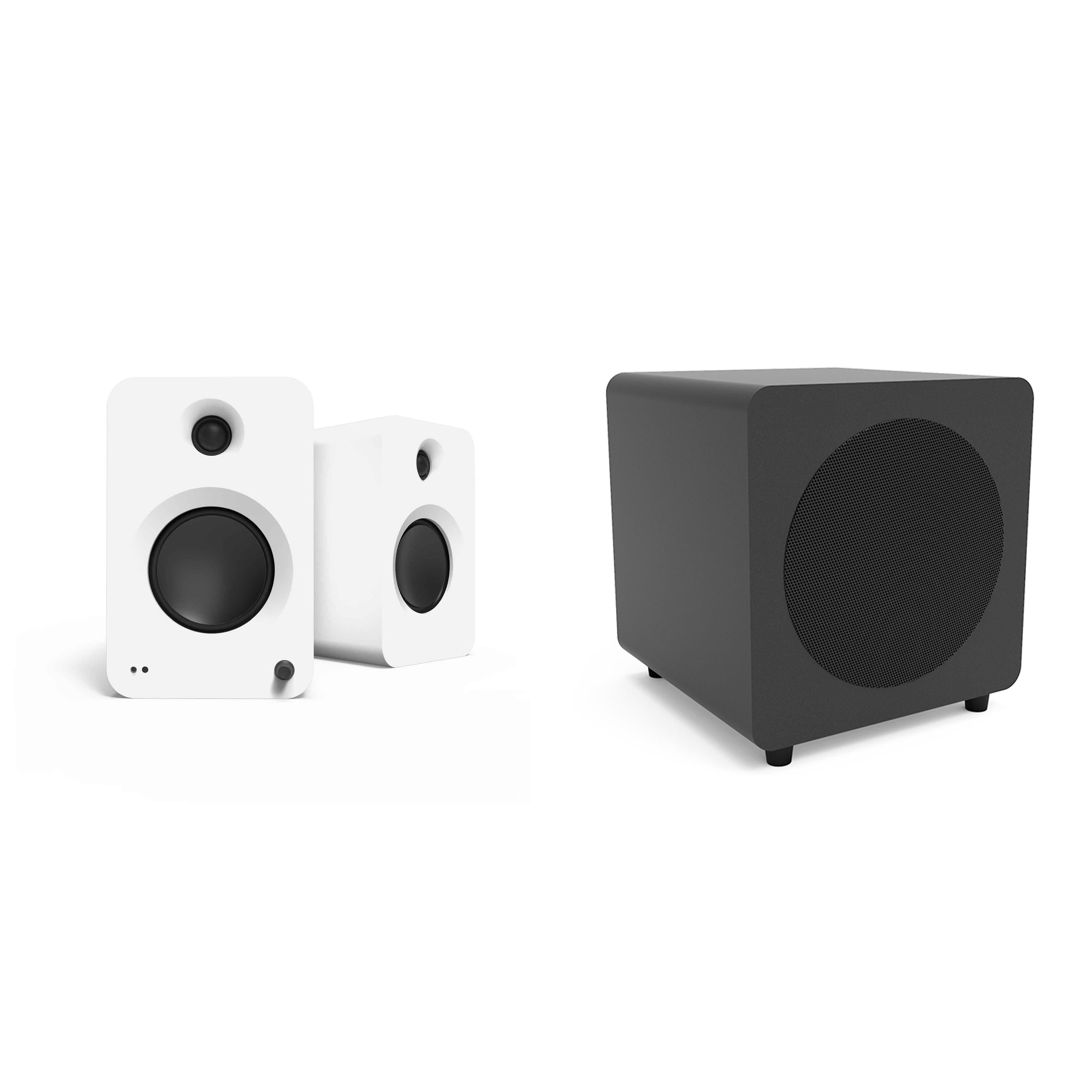 Kanto Ren Powered Speaker System (white) + Kanto SUB8 Powered 8in ...