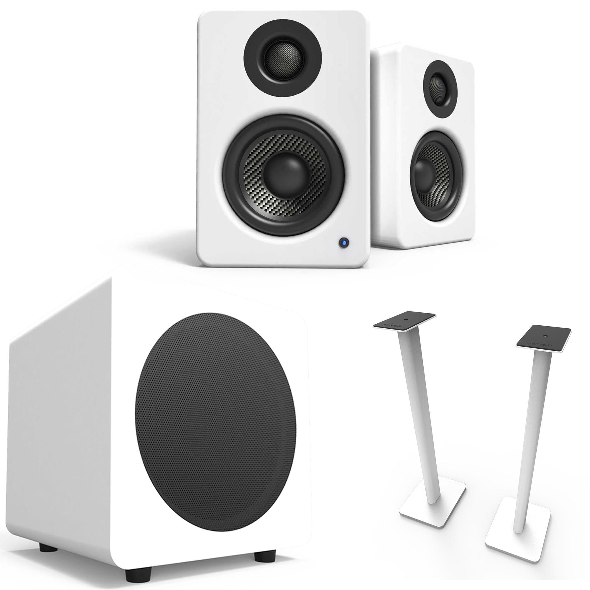 Kanto YU2MW YU2 White Powered Speakers (Pair), SUB8 8" 250W White ...