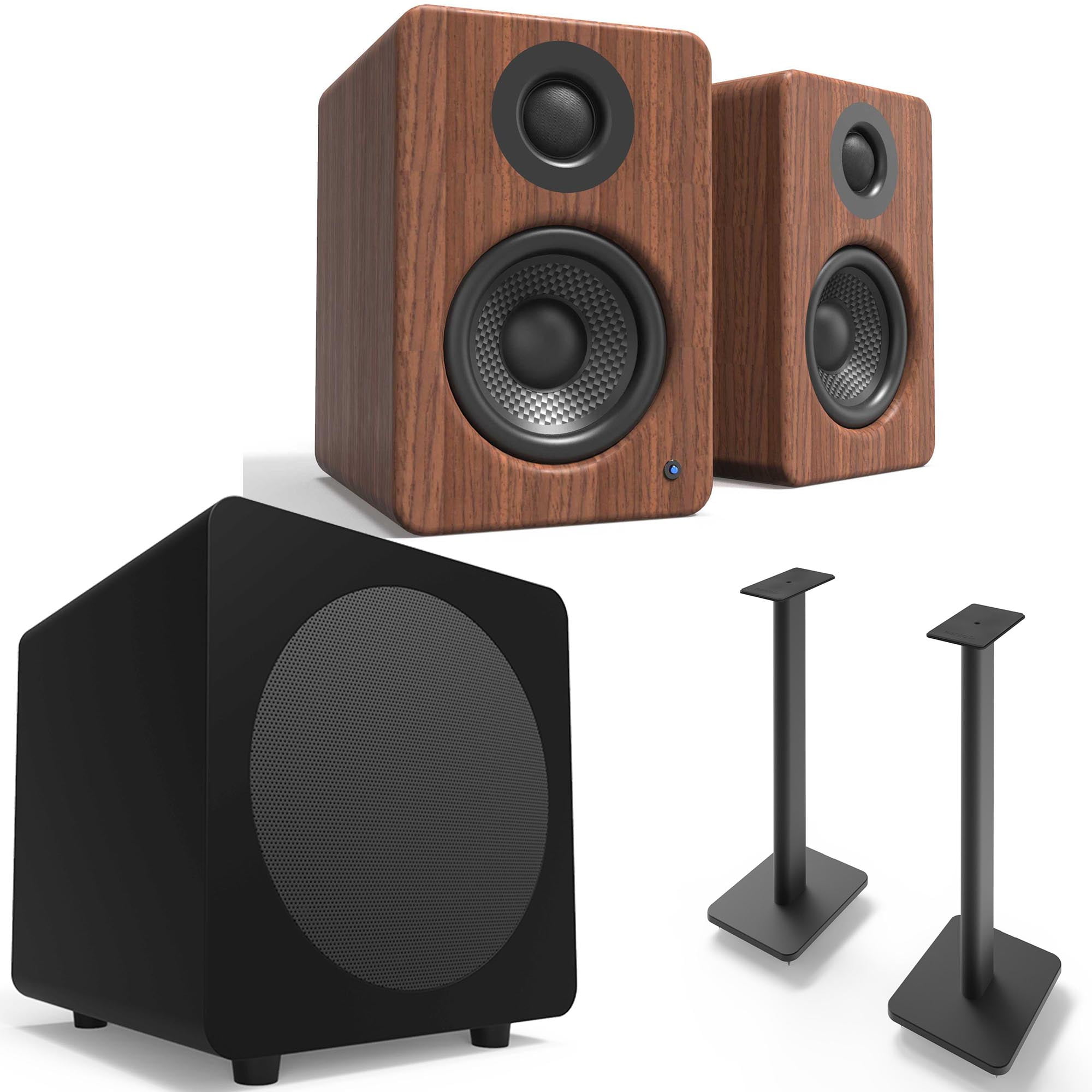 Kanto YU2WALNUT YU2 Walnut Speakers, Pair, SUB8MB 8" 250W Subwoofer ...