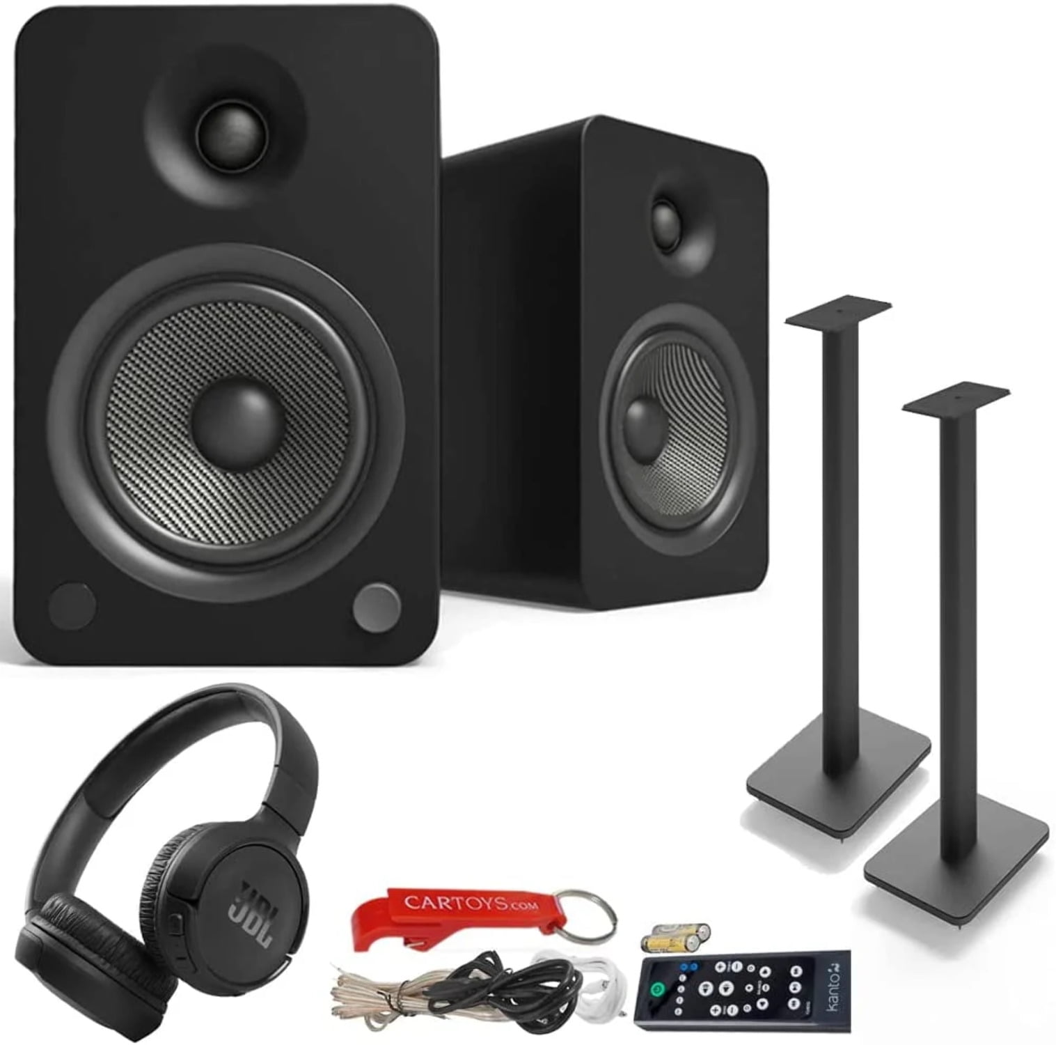 Kanto YU6 5.25" 200W Powered Bluetooth Home Audio Bookshelf Speakers w ...