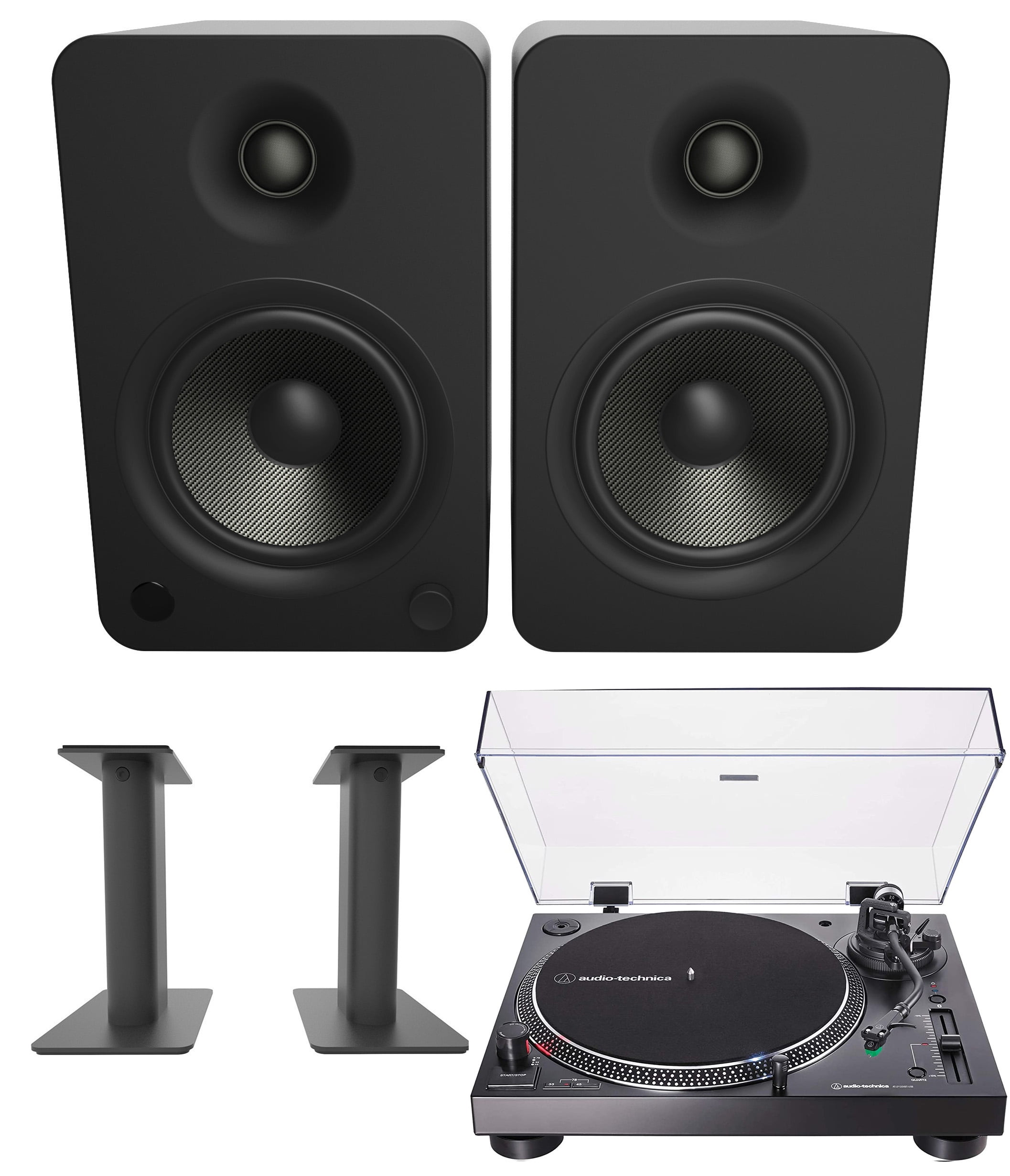 Kanto YU6MB 200W Bookshelf Speakers with Bluetooth with Kanto SP9 9 ...