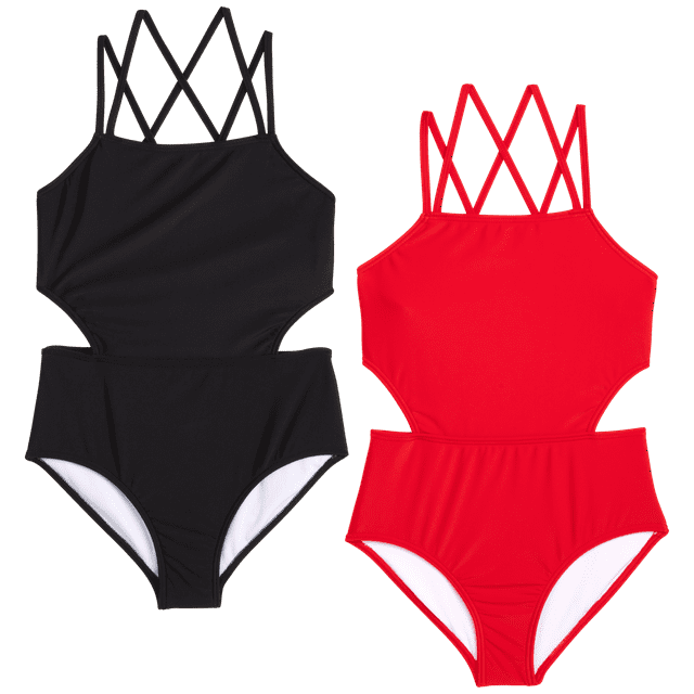 Kanu Surf One-Piece Monokini Swimsuit, Size 6X, Black (Girl's ...