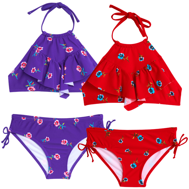 Kanu Surf Girls' Bathing Suit - 4 Piece UPF 50+ Quick Dry Bikini ...