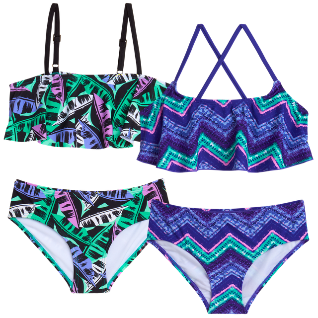 Kanu Surf Girls Bathing Suit 4 Piece Upf 50 Quick Dry Bikini