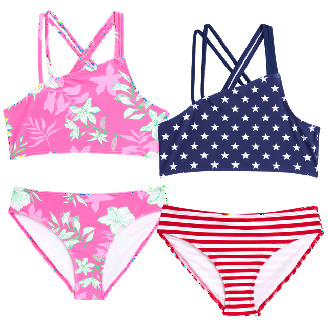 Kanu Surf Girls Bathing Suit 4 Piece Upf 50 Quick Dry Bikini Swimsuit 6 16