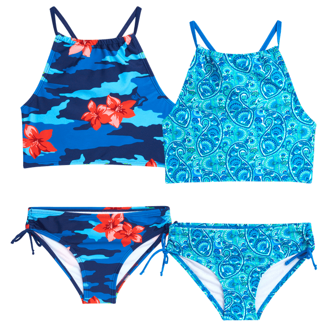 Kanu Surf Girls' Bathing Suit - 4 Piece UPF 50+ Quick Dry Tankini ...